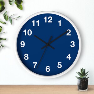 Simple Wall Clock Royal Blue, Dark Blue, Clock With Numbers, Solid ...
