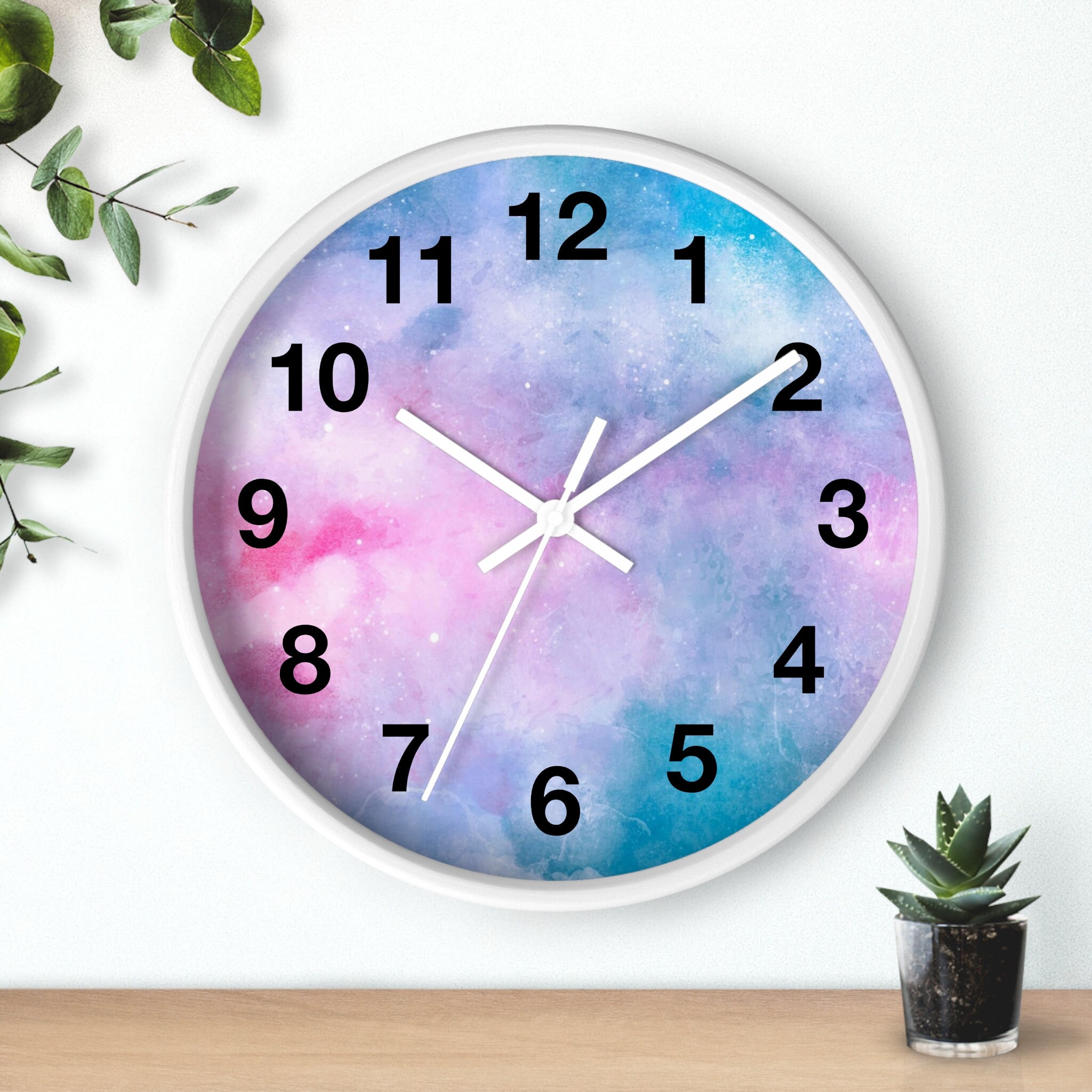 Simple Wall Clock With Numbers Unique Wall Clock, Pastel Colors Clock ...