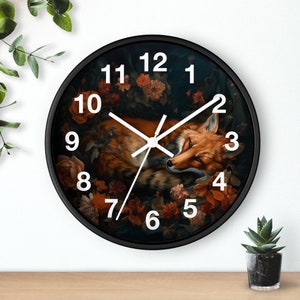 Vintage Fox Wall Clock William Morris Inspired, Fox Design, Woodland ...