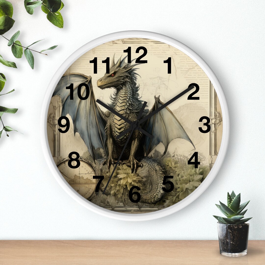 Vintage Dragon Clock Unique Wall Clock, Numbers Clock, Minimalist Clock ...