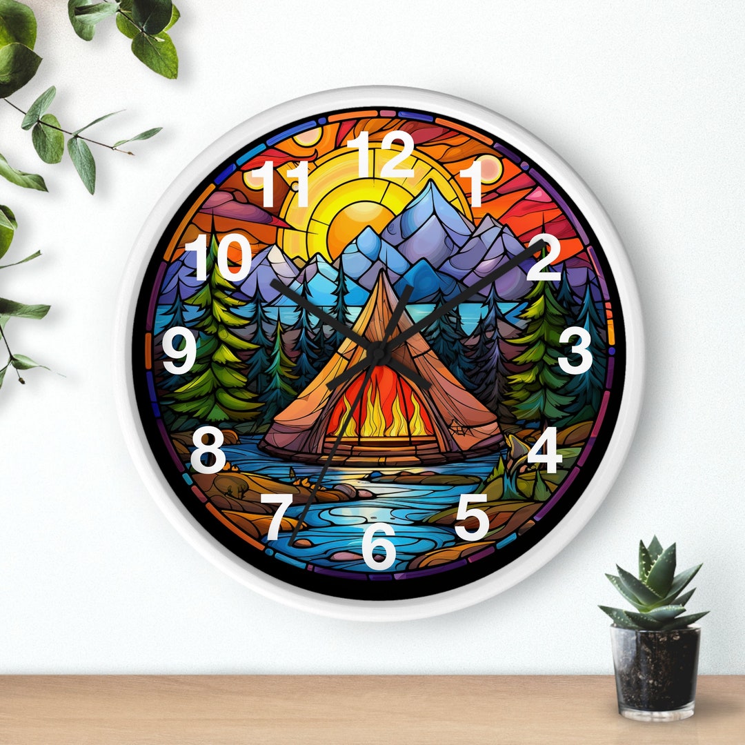 Adventure Wall Clock, Camping Theme Timepiece, Rustic Woodland Decor ...