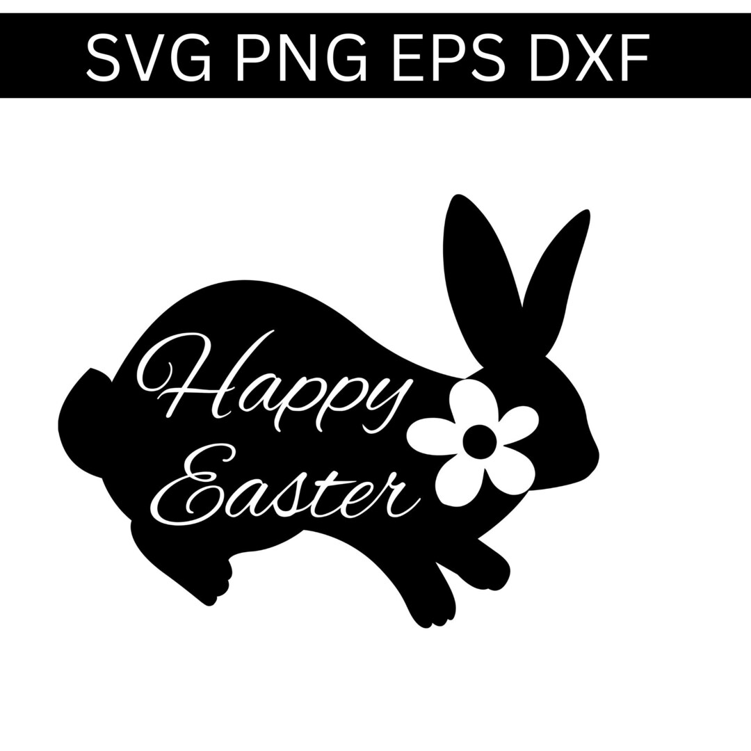 Black Easter Bunny Greeting Digital Download in Svg, Png Eps, and Dxf ...