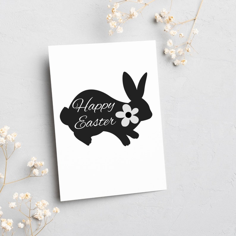Black Easter Bunny Greeting Digital Download in Svg, Png Eps, and Dxf ...