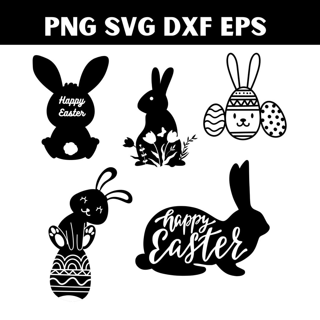 Easter Bunnies Svg Png Dxf Eps Files, Instant Download - Etsy