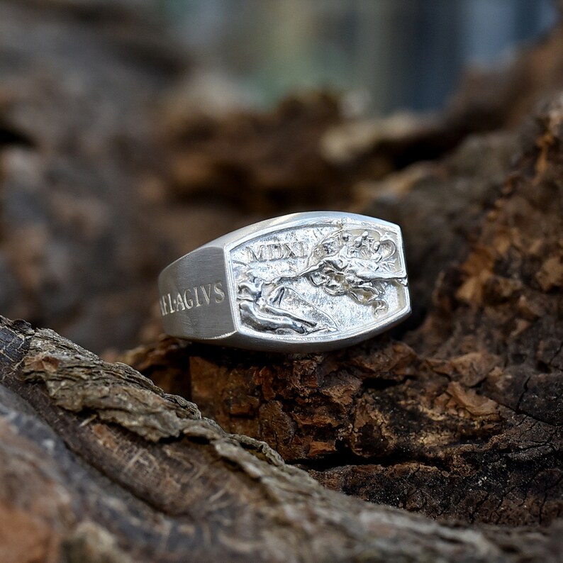 Michelangelo Creation of Adam Ring Handmade Silver Ring for - Etsy