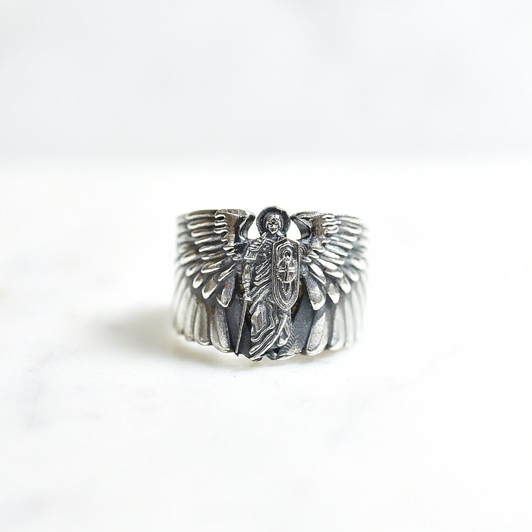 Artisan Archangel Sterling Silver Ring, Handmade Silver Ring for Men ...