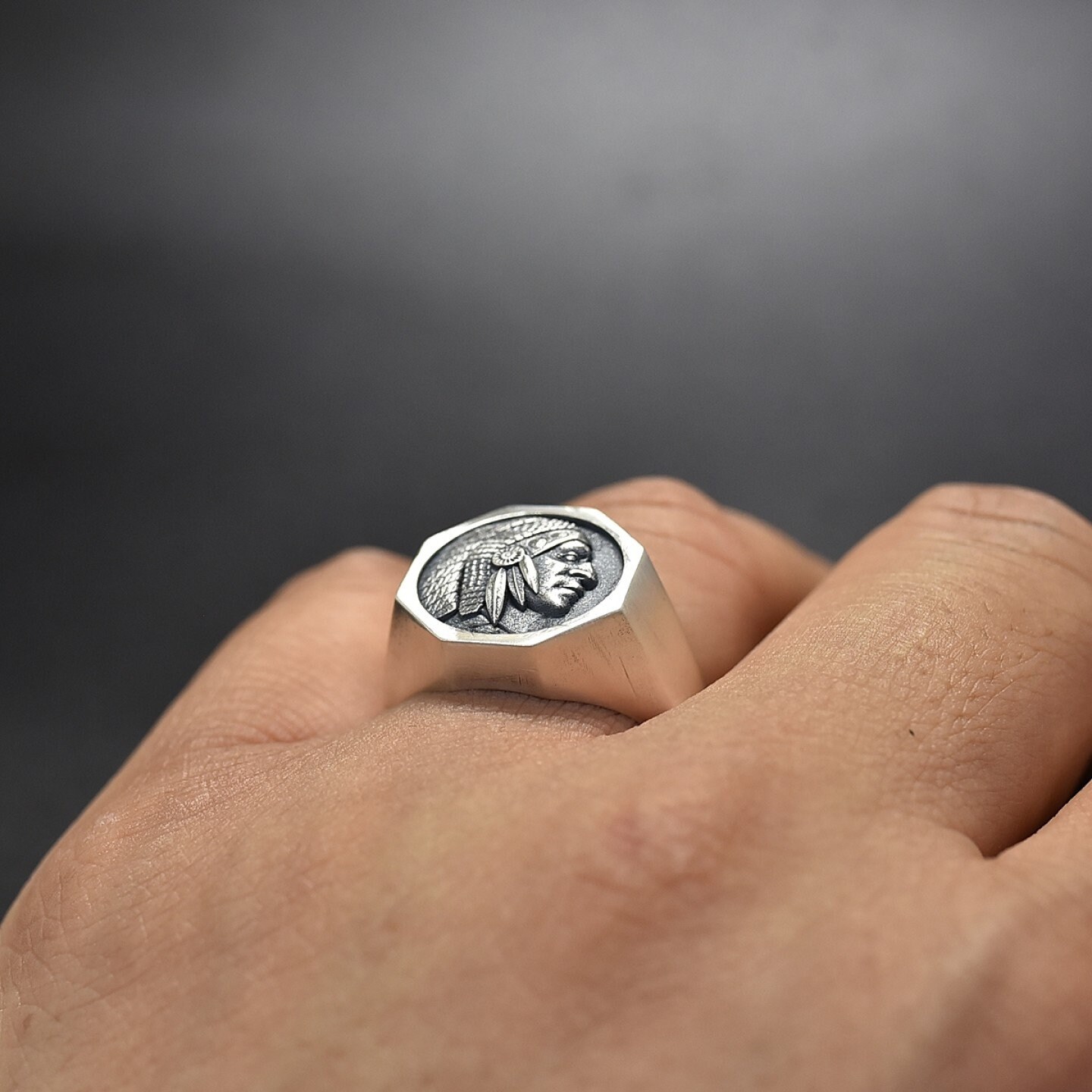 Native American Hexagonal Signet Ring - Etsy