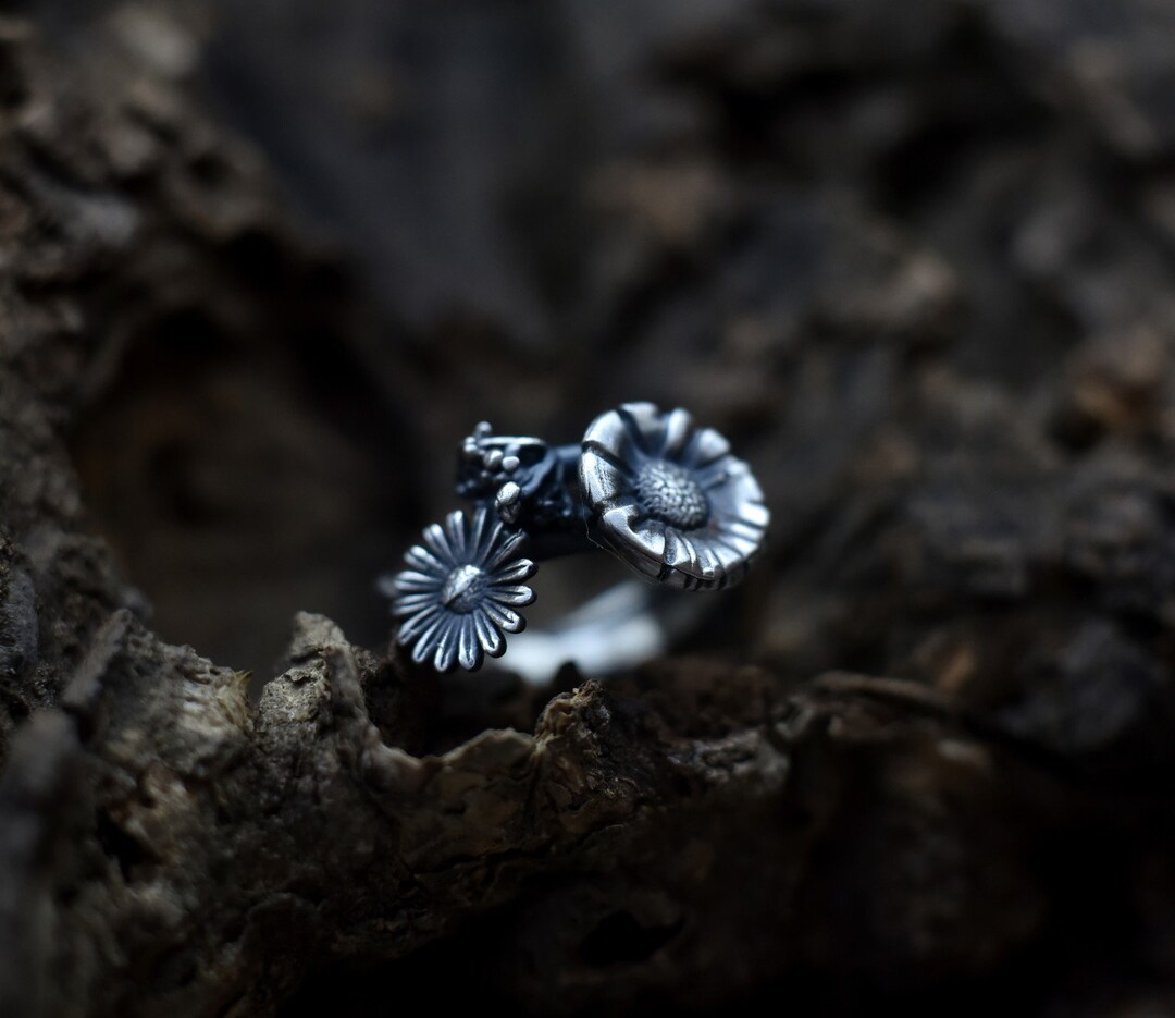 Sterling Silver Wildflower Ring, Minimalist Ring Women, Floral ...