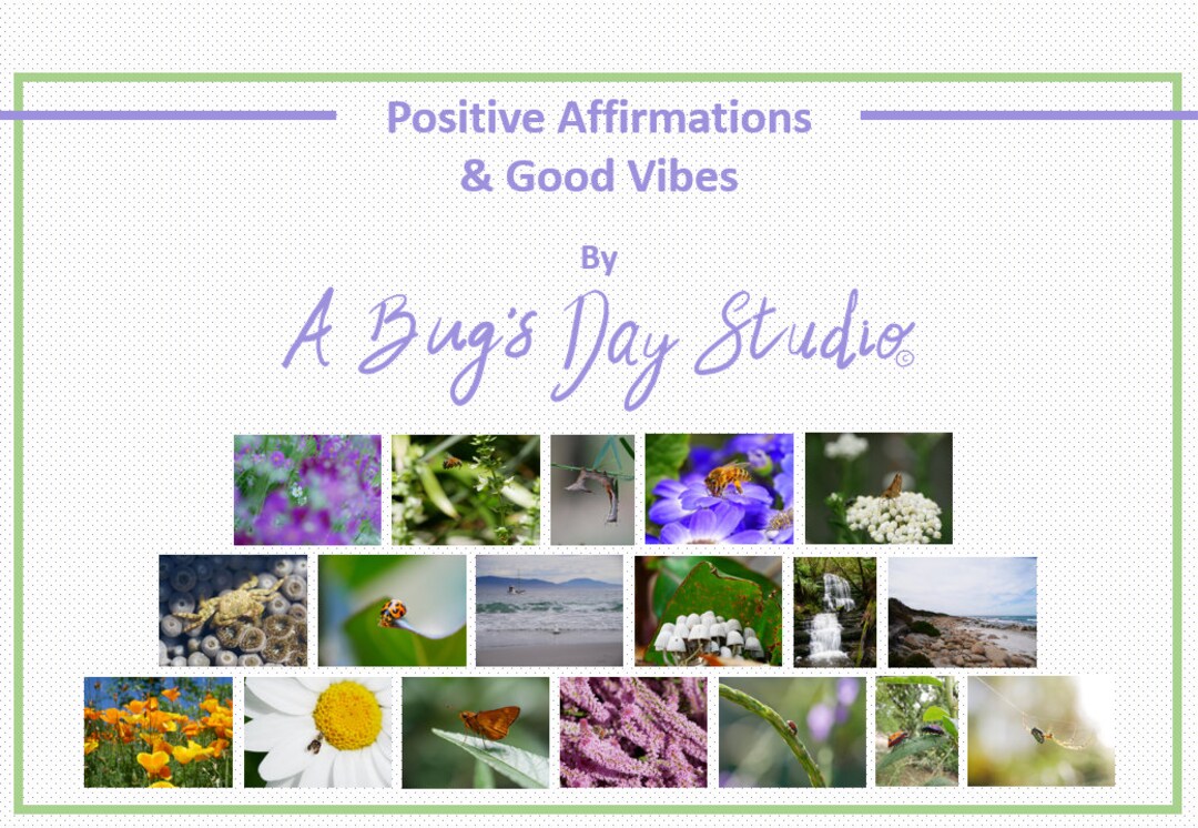 Positive Affirmations and Good Vibes Book 18 Pages, Insects, Flowers ...