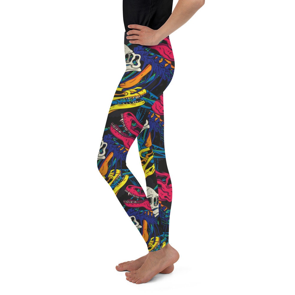 Youth Leggings 8-20 Dinosaur Skulls Dinosaur Leggings Girls Leggings ...