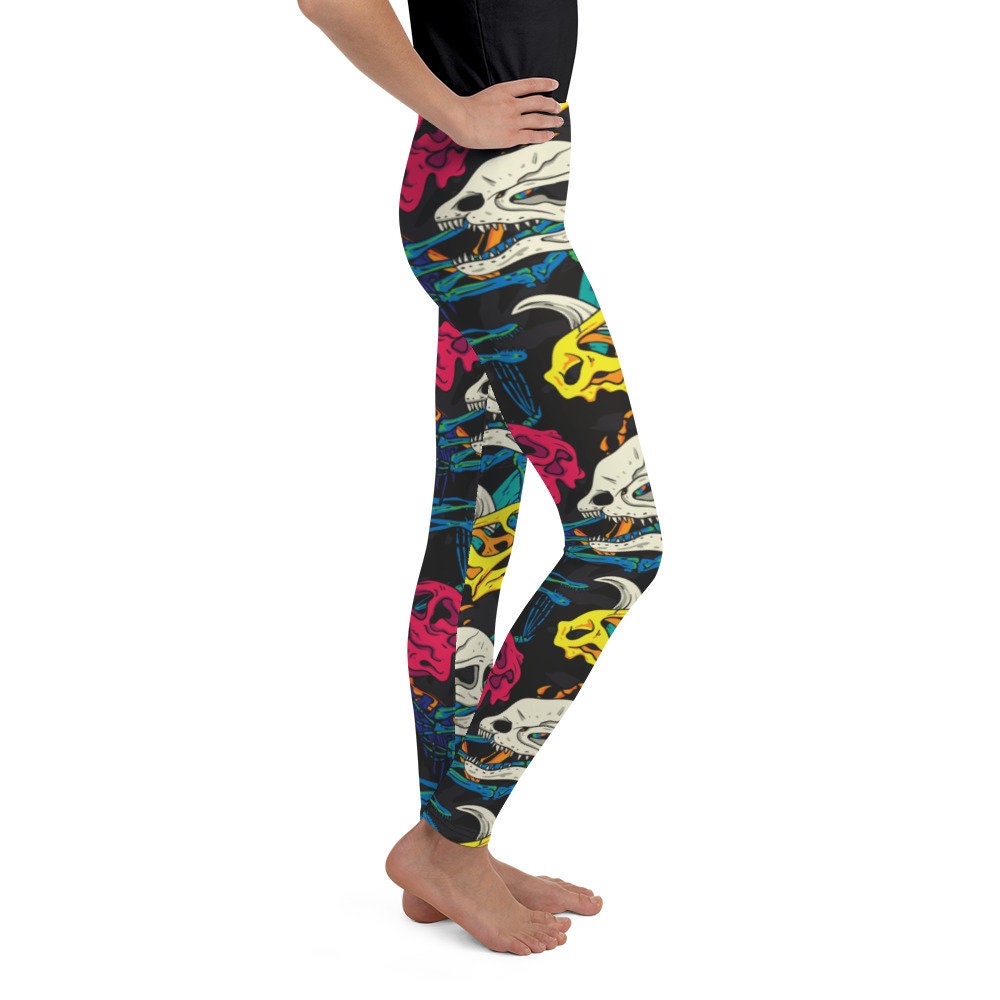 Youth Leggings 8-20 Dinosaur Skulls Dinosaur Leggings Girls Leggings ...