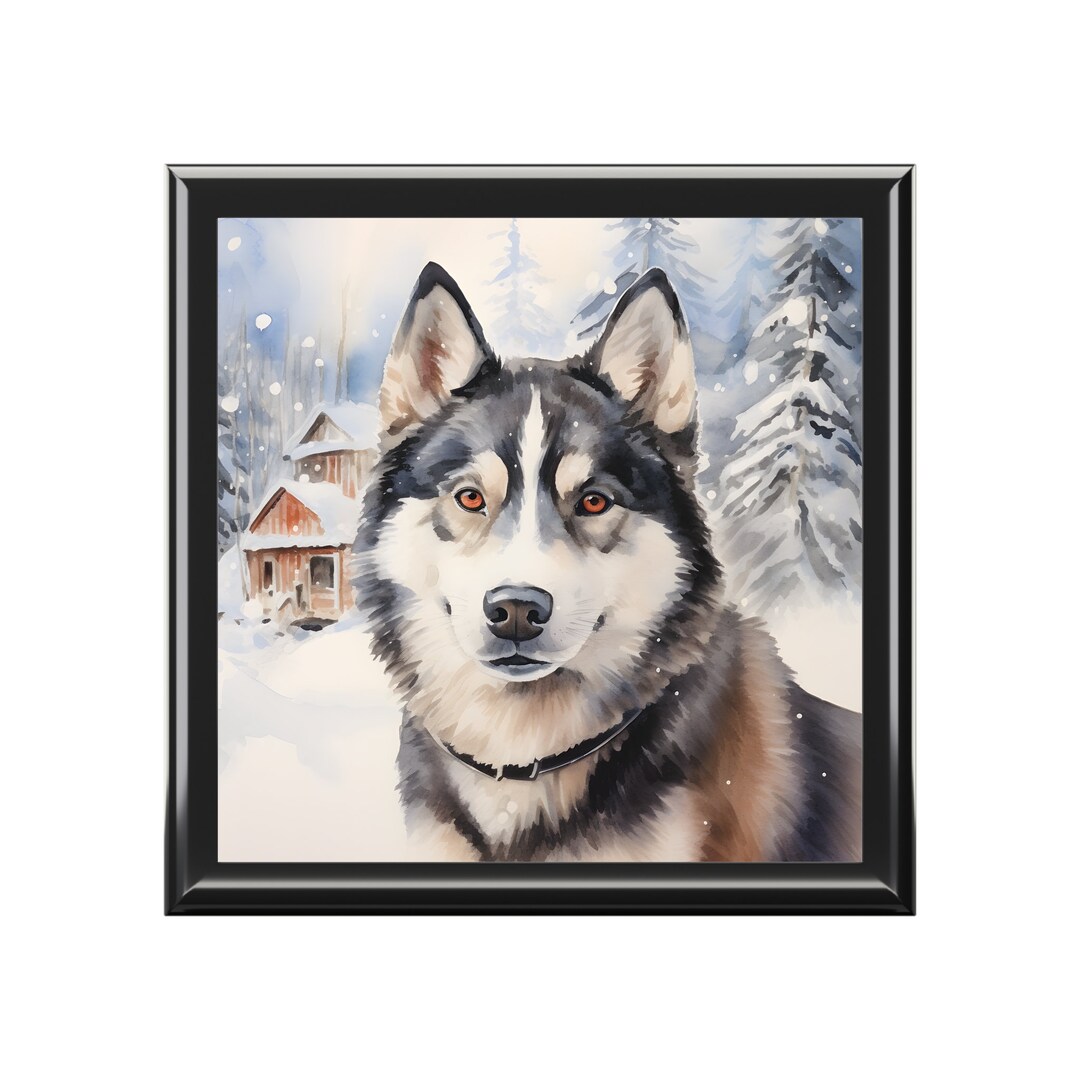 Siberian Husky Jewelry Box, Keepsake Box - Wood & Ceramic Tile Top ...