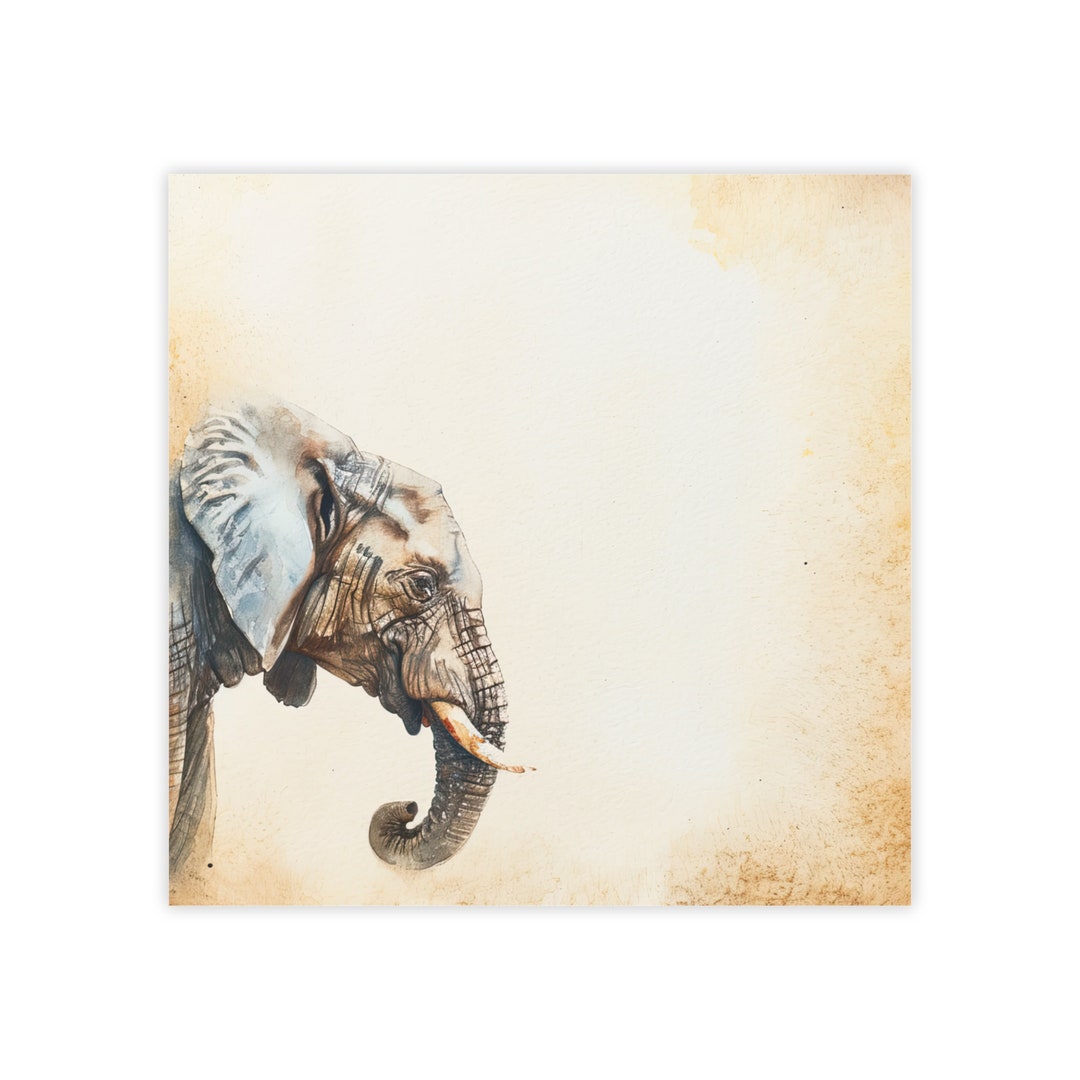 Elephant Post-it® Note Pads - Designer - Watercolor Wildlife Elephant ...