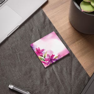 Bright Azalea Post-it® Note Pad - Designer - Floral Watercolor, Fuschia ...