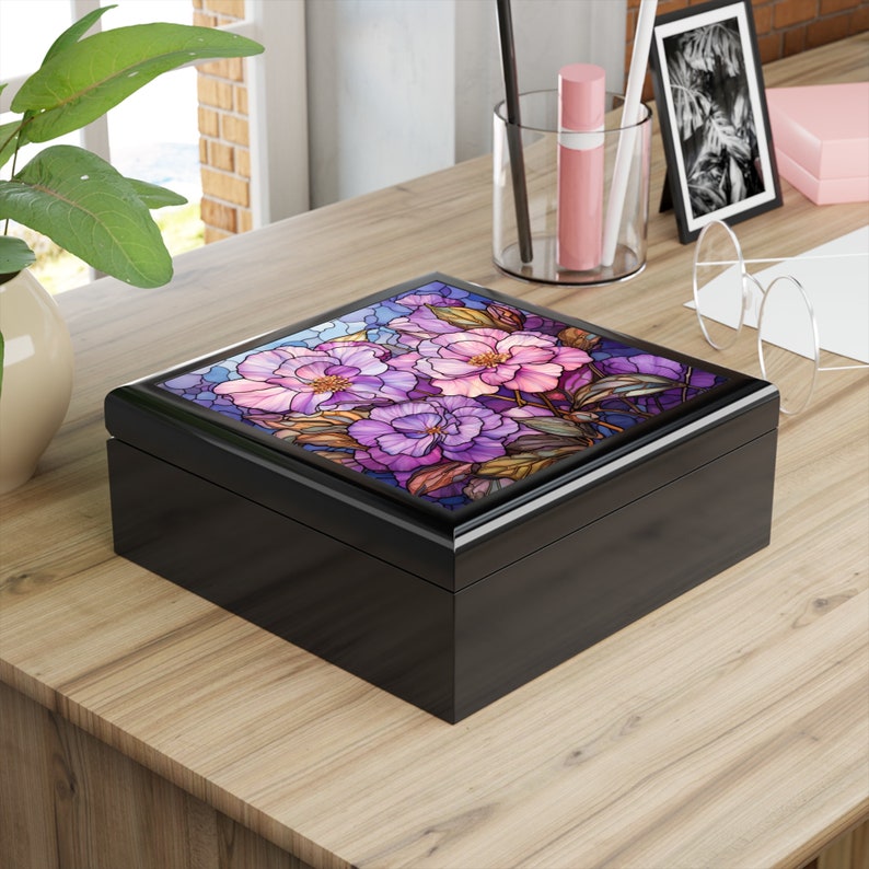Purple Primrose Jewelry Box Keepsake Box Wood & Ceramic - Etsy