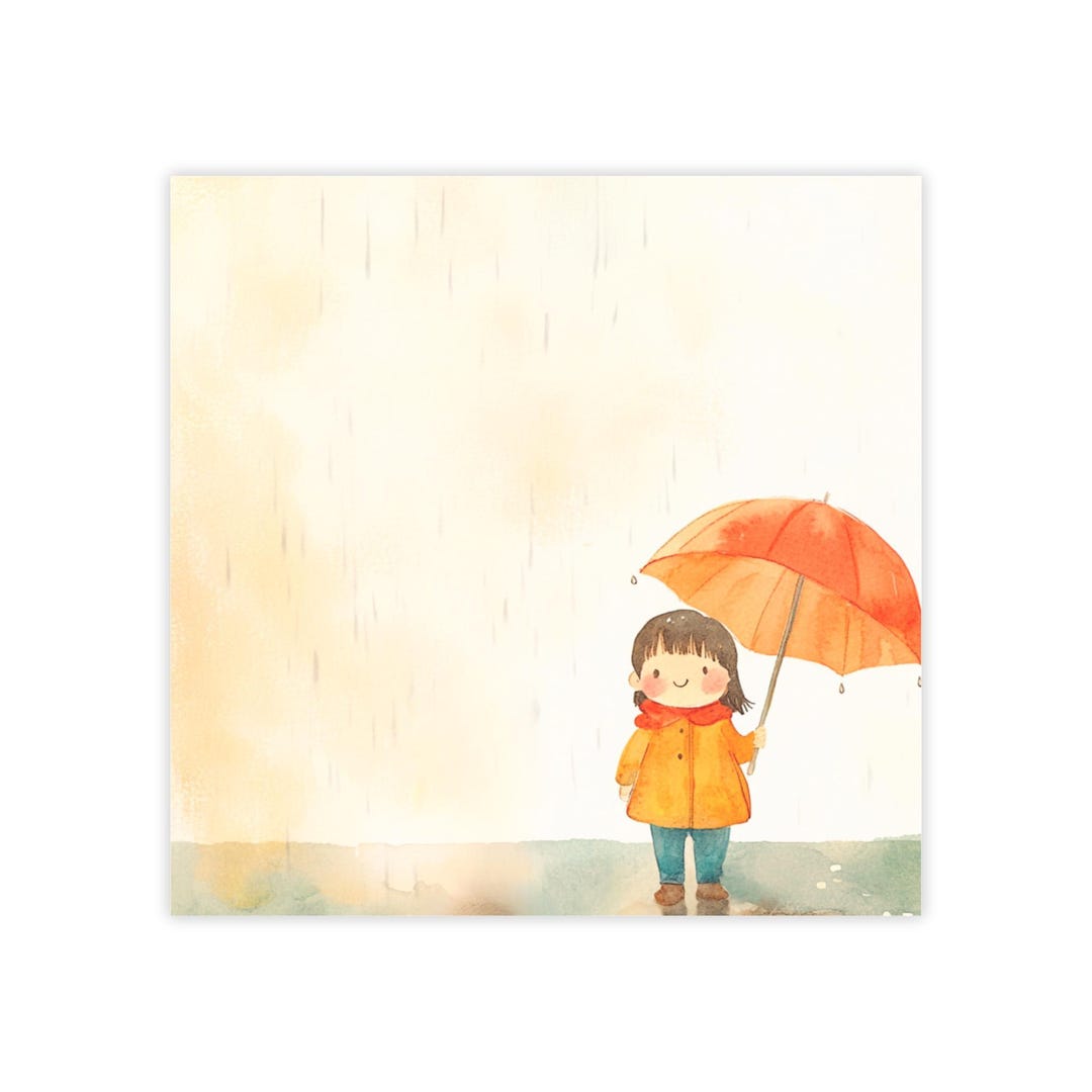 Rainy Day Post-it® Note Pads - Designer - Rain Child Cartoon Watercolor ...