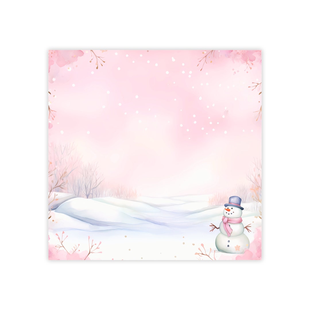 Snowman Post-it® Note Pads - Designer - Pink Frosty Snowy, Snow Pink ...