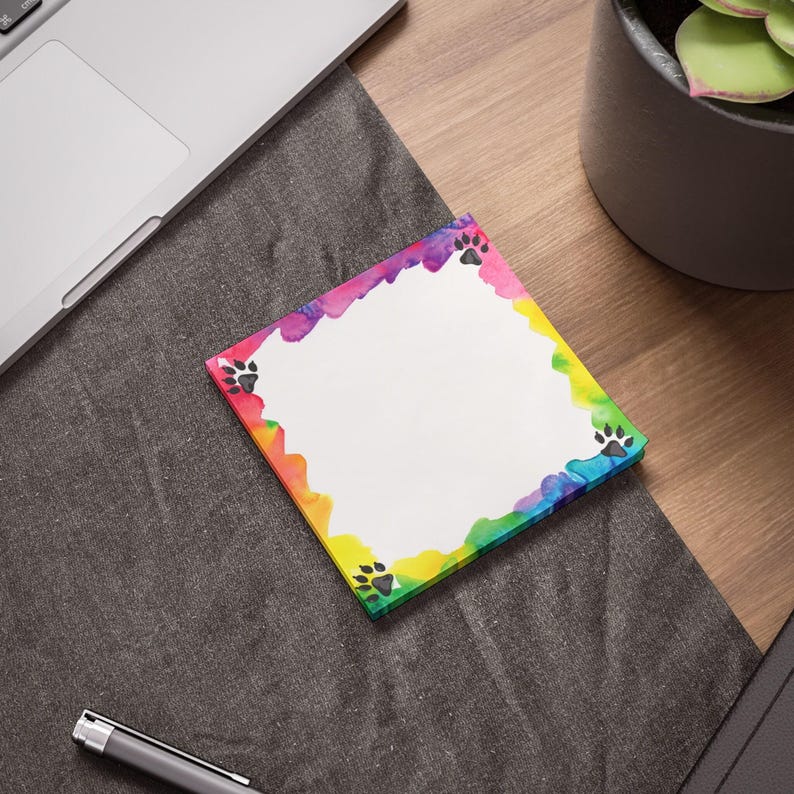 Rainbow Paws Post-it® Note Pads - Designer - Multicolor Paw Prints ...