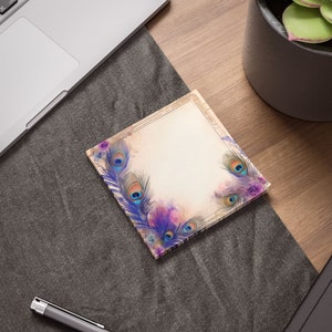 Peacock Feathers Post-it® Note Pads - Designer - Purple Regal Majestic ...