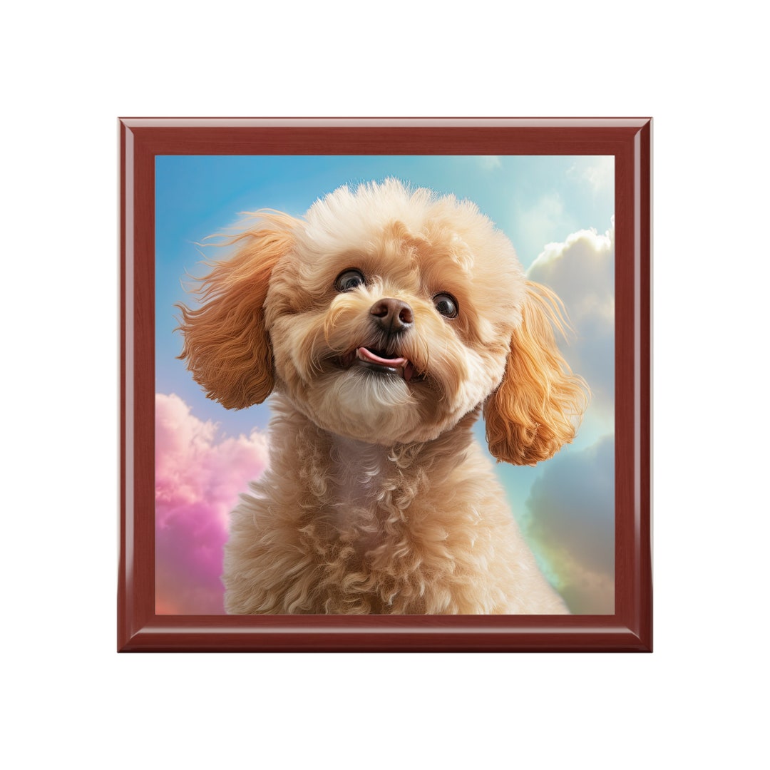Peach Ginger Miniature Poodle Rainbow Sky Jewelry Keepsake Box Wood ...
