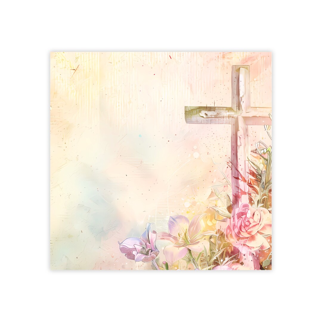Easter Cross Post-it® Note Pads Designer Watercolor Pastels, Flowers ...