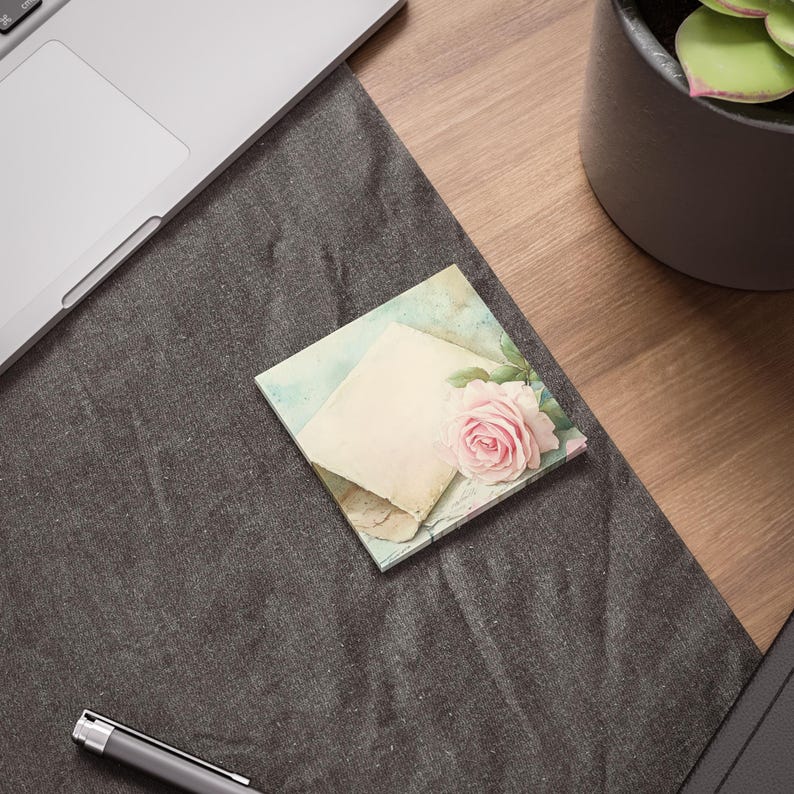 Love Notes Rose Post-it® Note Pad - Designer - Romantic Soft Flower ...
