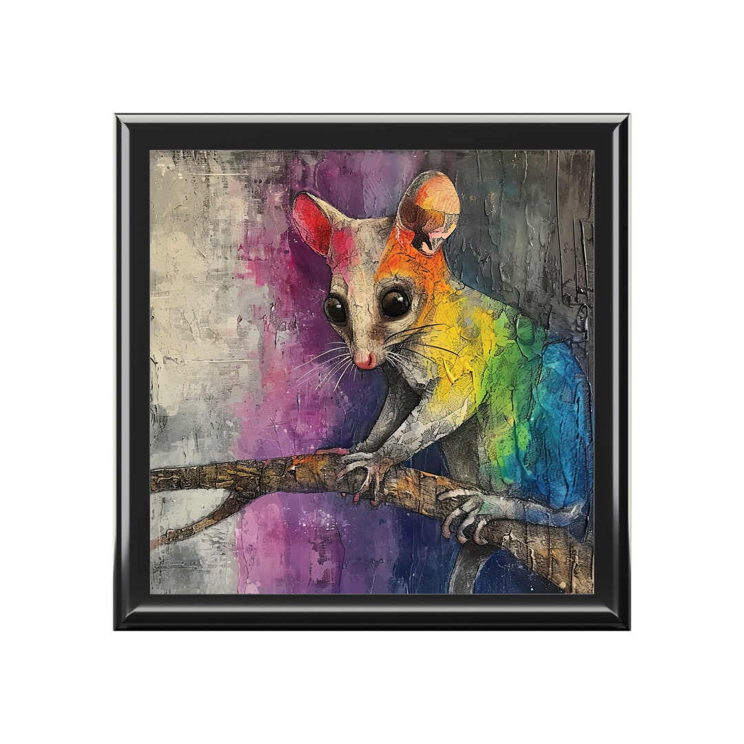 Sugar Glider Jewelry Box, Keepsake Box Wood & Ceramic Tile Top Oil ...