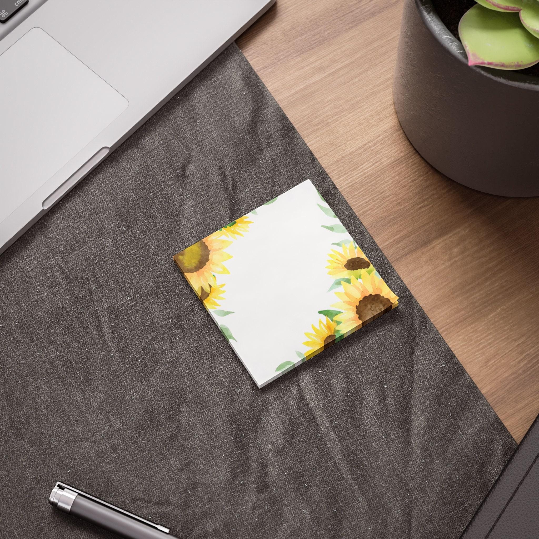 Sunflower Post-it® Note Pads - Designer - Watercolor, Sunflower, Floral ...