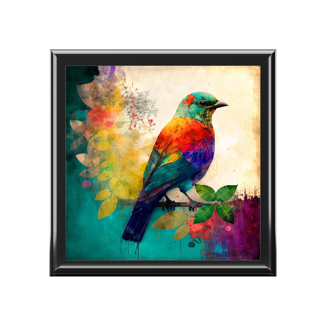 Beautiful Bird Jewelry Box, Keepsake Box - Wood & Ceramic Tile Top ...