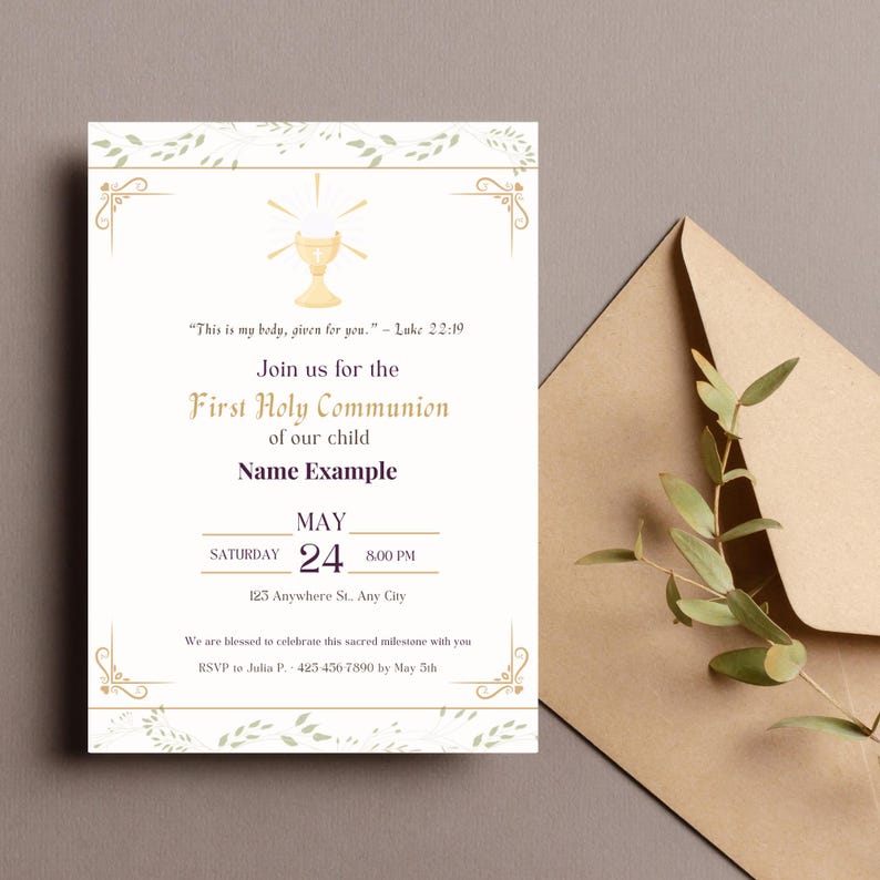 Editable Holy Communion Invitation With Scripture – Luke 22:19 ...