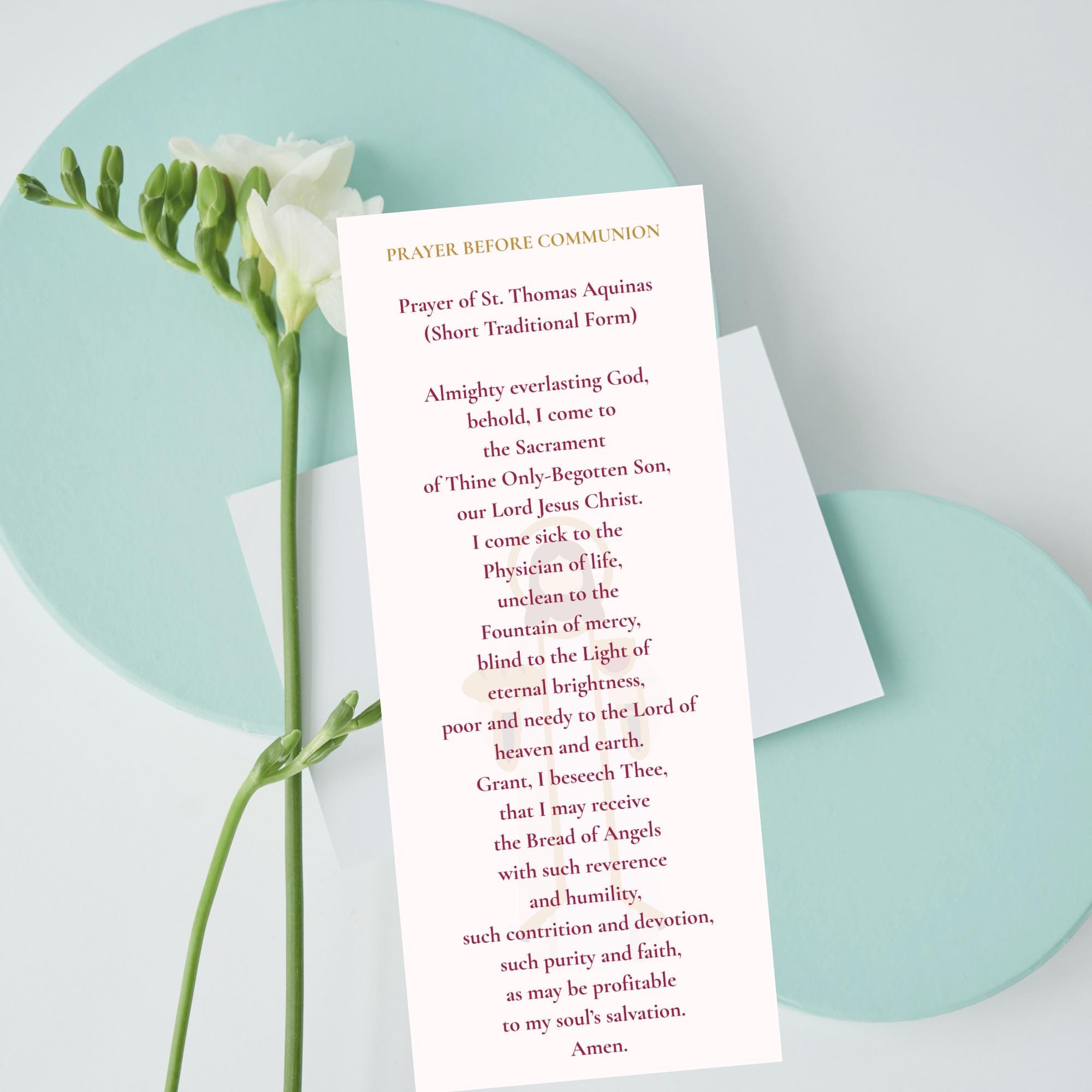 Before & After Holy Communion Bookmark | Prayer of St. Thomas Aquinas ...