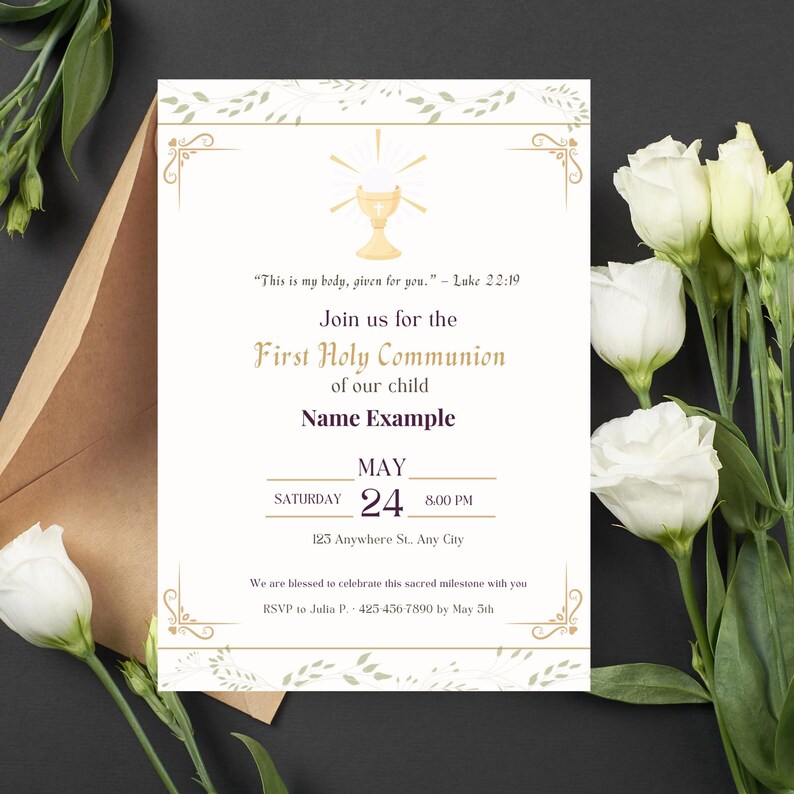Editable Holy Communion Invitation With Scripture – Luke 22:19 ...