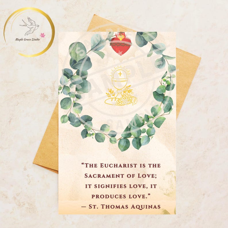 Catholic Eucharist Printable | St. Thomas Aquinas Quote | 3x5 Catholic ...