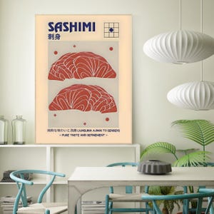 Modern Japanese Food Poster Set of 6 – Sushi, Wagyu, Gyoza, Sashimi ...