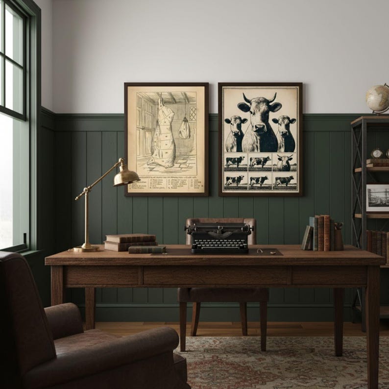 Vintage Cattle Wall Art Set: Butcher Shop Decor, Digital Download - Etsy