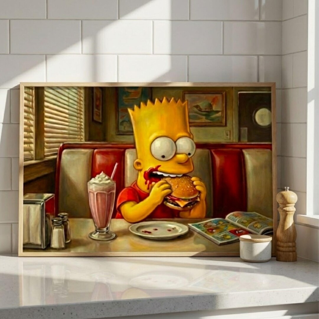 Bart Simpson Diner Print – Norman Rockwell Inspired Fan Art, the ...