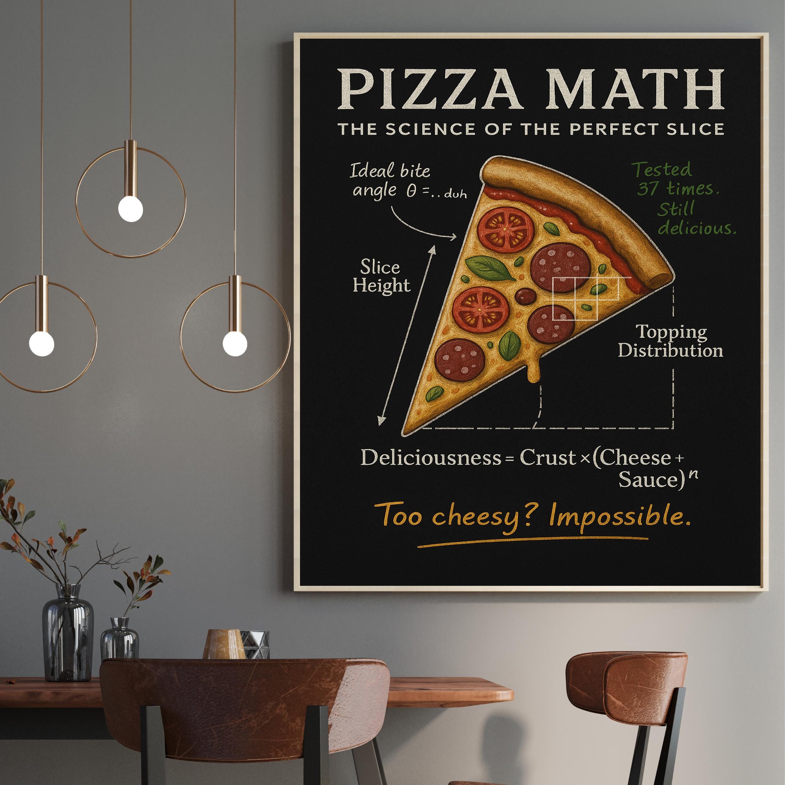 Pizza Math Wall Art Printable - Funny Pizza Kitchen Poster & Cheesy ...