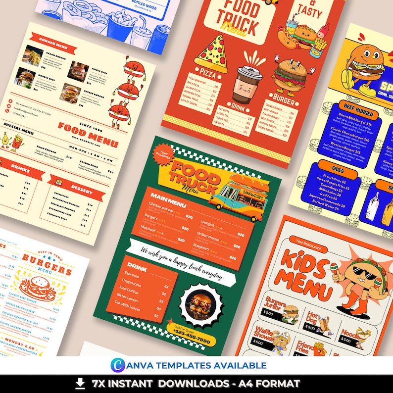 Ultimate Food Menu Bundle: 7 Customizable Canva Templates for Food ...