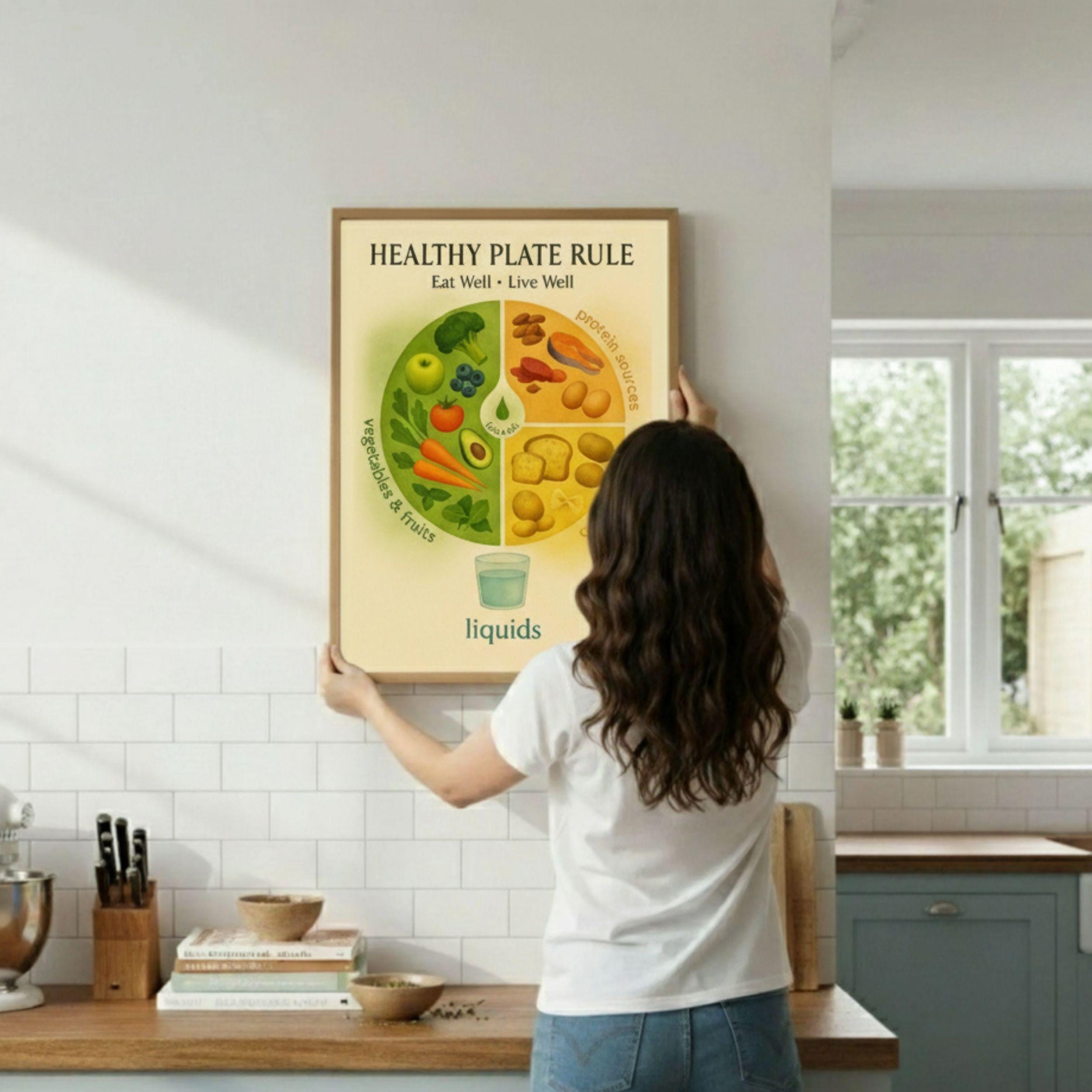 Healthy Plate Rule Nutrition Poster: Balanced Diet Printable, Digital ...
