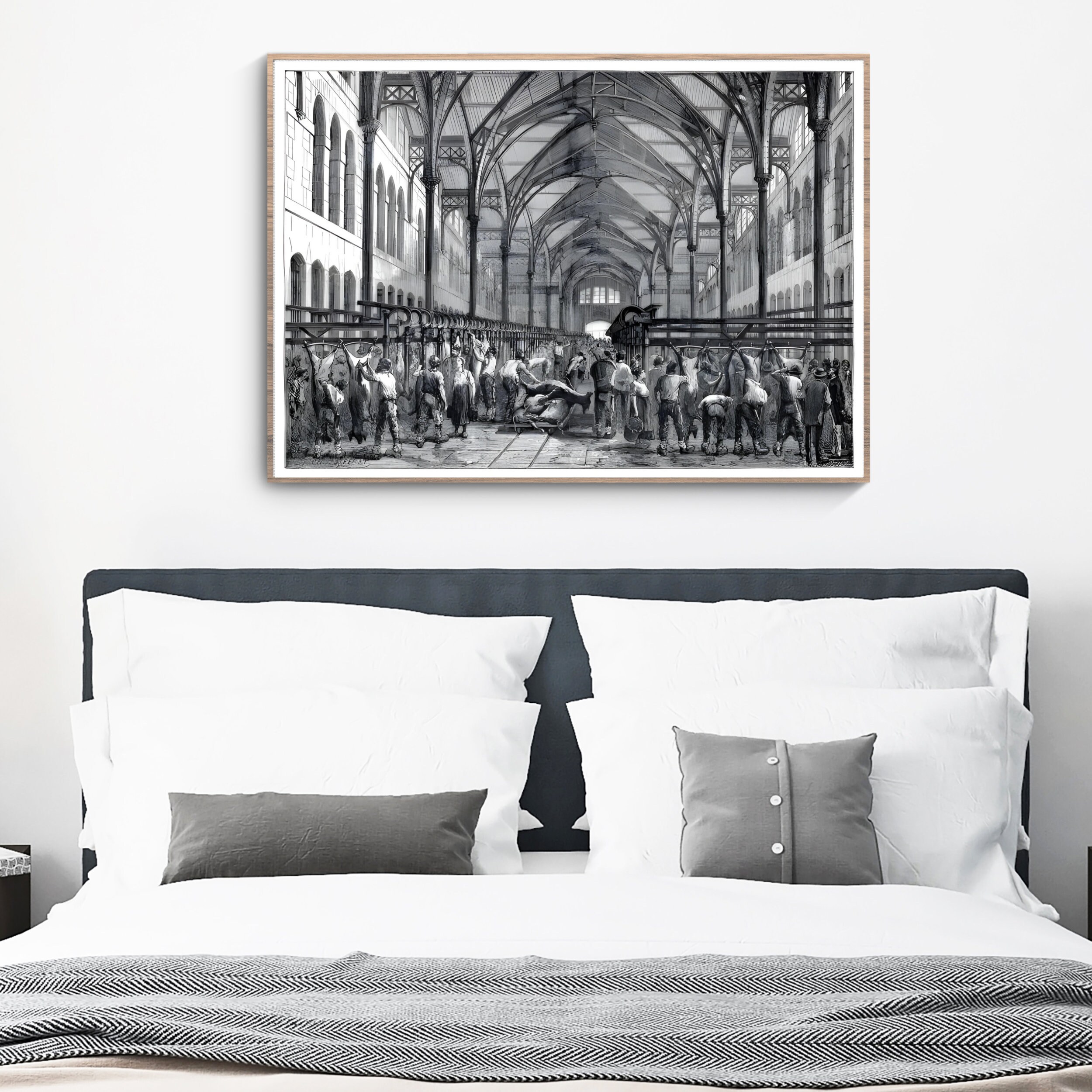 Vintage Butcher Shop Poster | Antique Meat Market Scene Wall Art ...