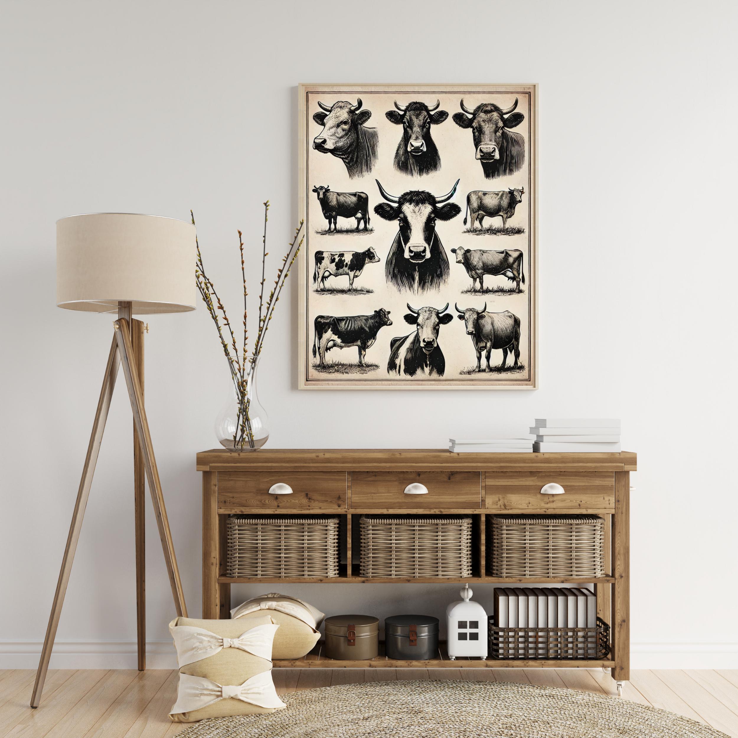 Vintage Cow Breeds Poster – Digital Download | Rustic Farmhouse Wall ...