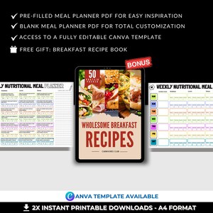 Editable Meal Planner Template + FREE 50 High-protein Breakfast Recipes ...