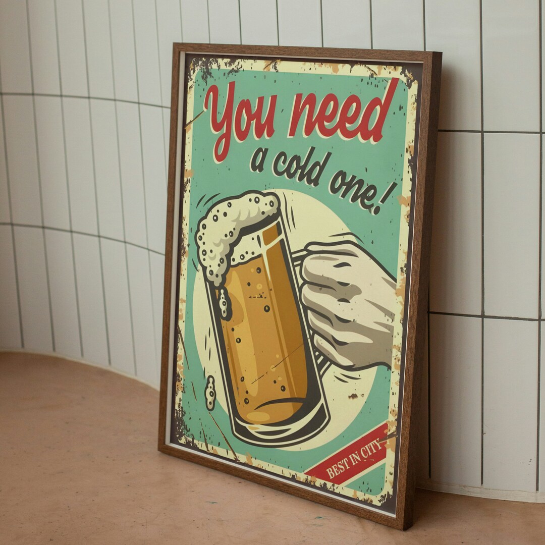 Vintage Retro Style Beer Poster You Need a Cold One Digital Download - Etsy