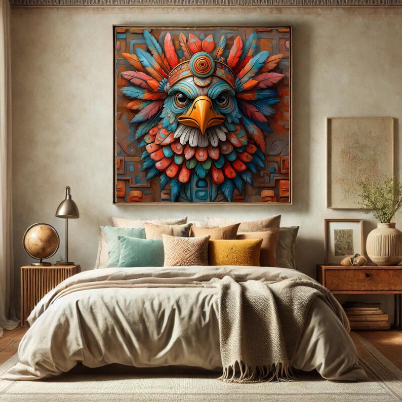 Aztec Eagle Wall Art Symbol of Strength & Spirit Vibrant Tribal Design ...