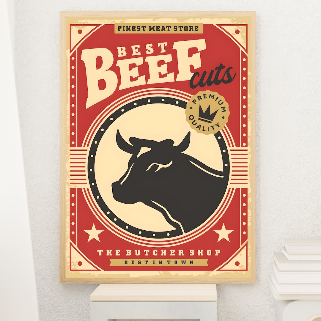 Best Beef Cuts Vintage Poster – Digital Download, Retro Butcher Shop ...