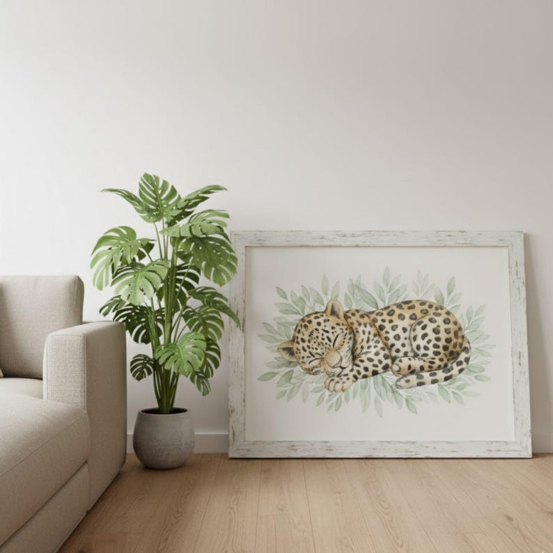 Safari Animal Nursery Print, Baby Room Decor, Leopard Wall Art ...