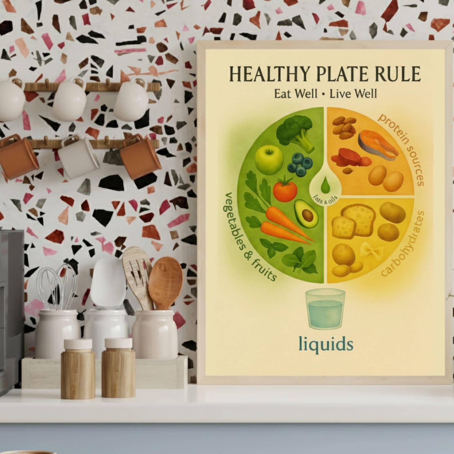 Healthy Plate Rule Nutrition Poster: Balanced Diet Printable, Digital ...