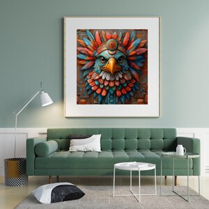 Aztec Eagle Wall Art | Symbol of Strength & Spirit | Vibrant Tribal ...
