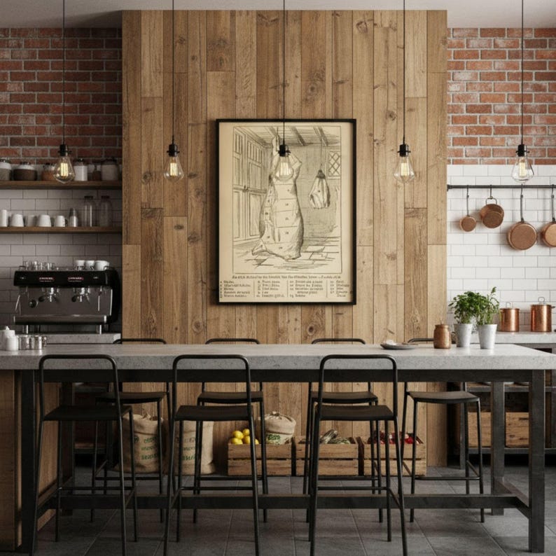 Vintage Butcher Shop Decor, 19th Century Pig & Cattle Print, Antique ...