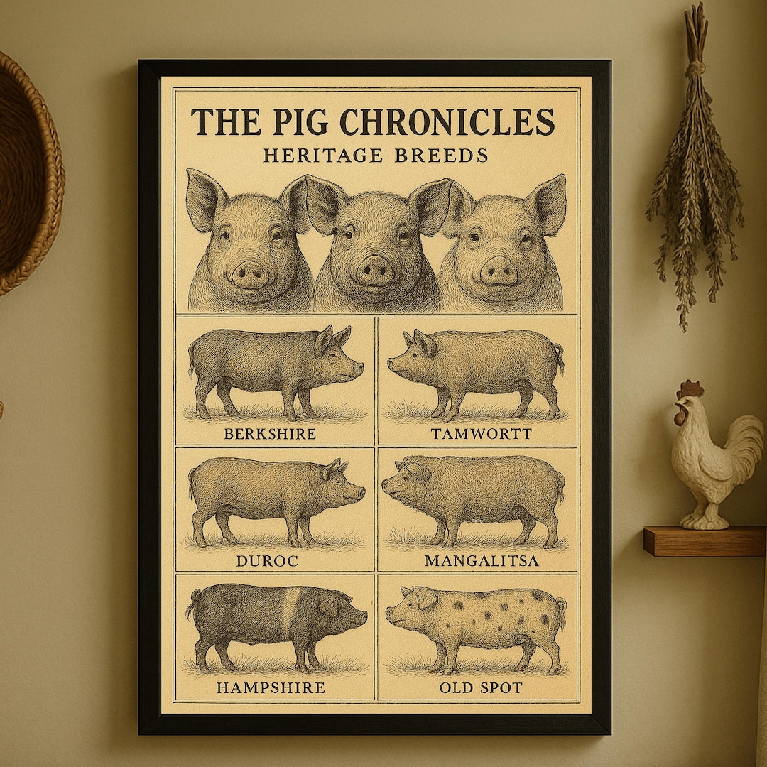 Heritage Pig Breeds Wall Art Printable | Vintage Butcher Pig Chart ...